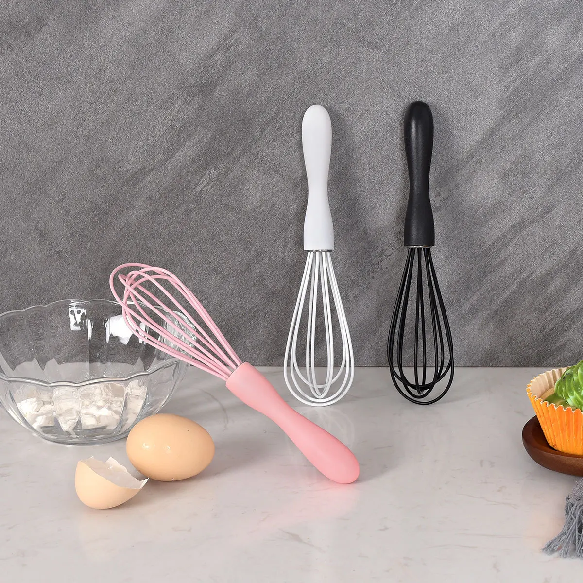 8 inch Silicone Whisk Colorful Kitchen Mini Silicone Whisks Egg Beater ...
