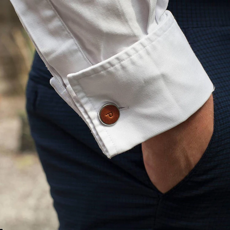 Personalized Custom Leather Tip Initials Cufflink Clothes Button Cuff ...
