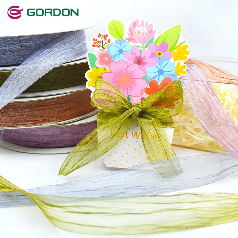 Gordon Ribbons 1" Cut Edge Sweet Ruffled Curling Organza Ribbon Wrinkle ...