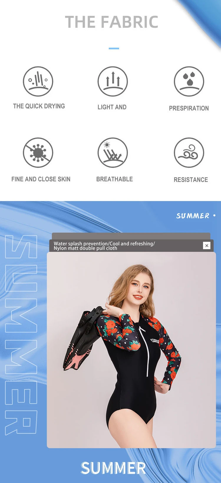 One Piece Front Zipper Water Sports Rash Guard High Quality Custom Rash ...