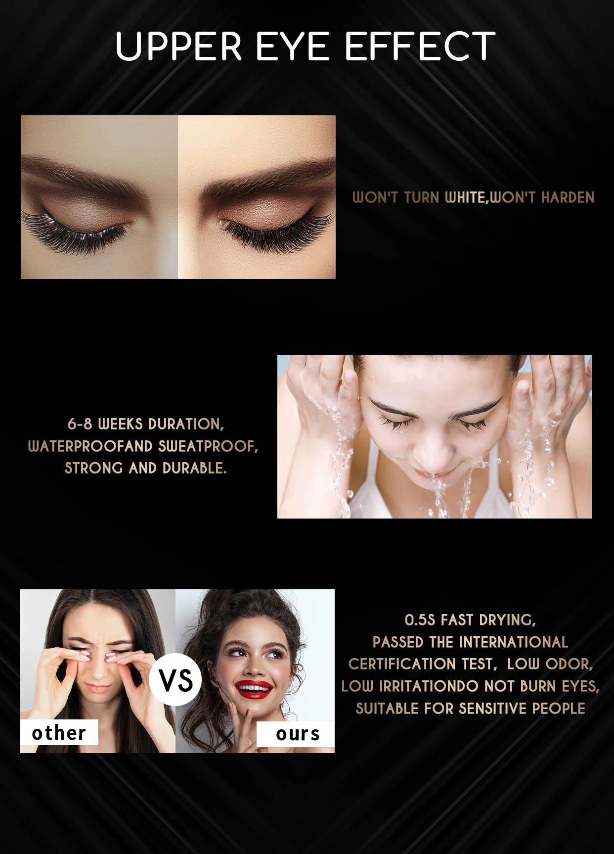 0.5s Fast Drying Waterproof Low Humidity Glue For Lash Extension Alcohol Latex Free Eye Lash ...