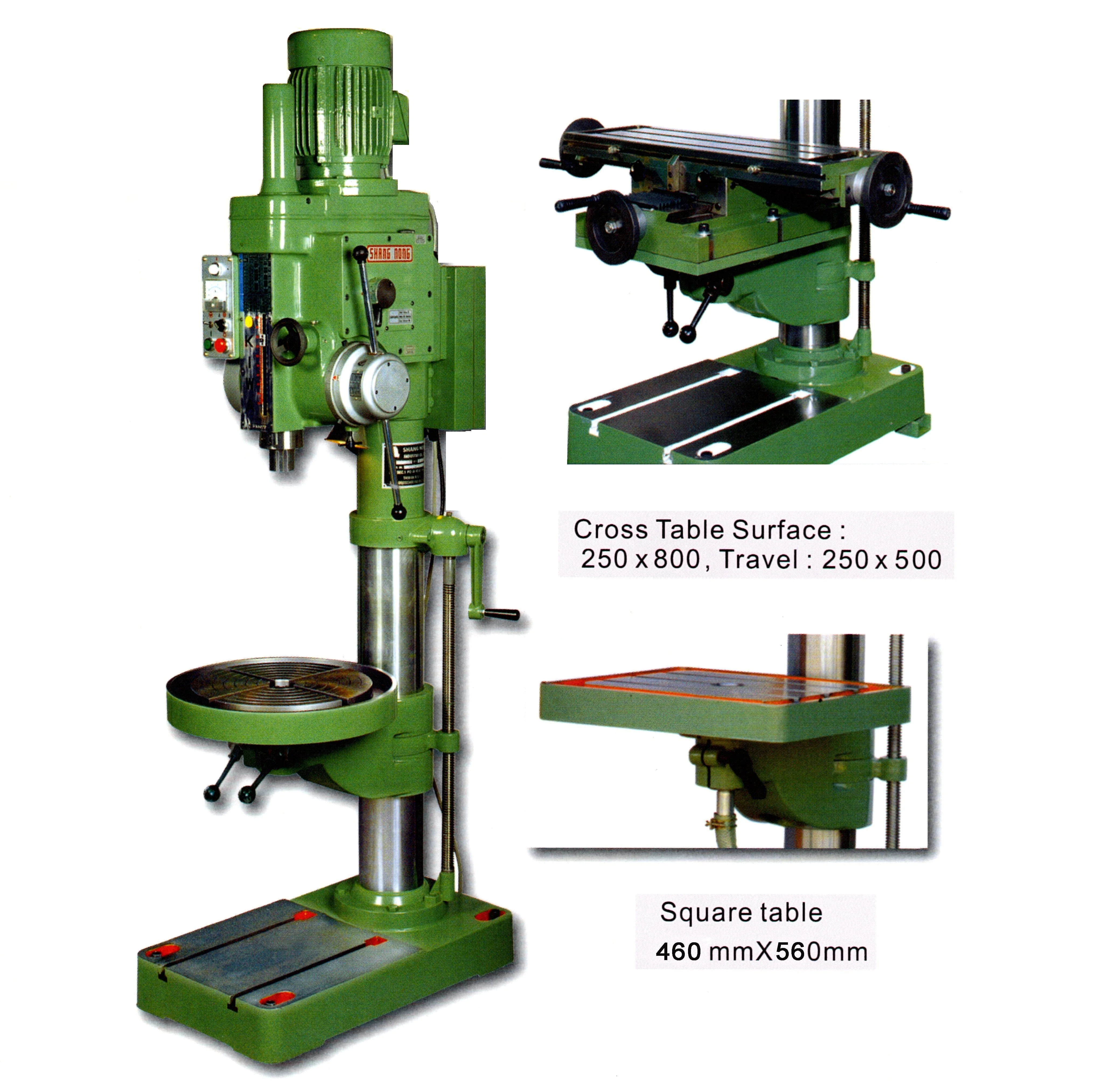 Column Drilling Tapping Machine Square Table 460x560mm Gear Drive ...