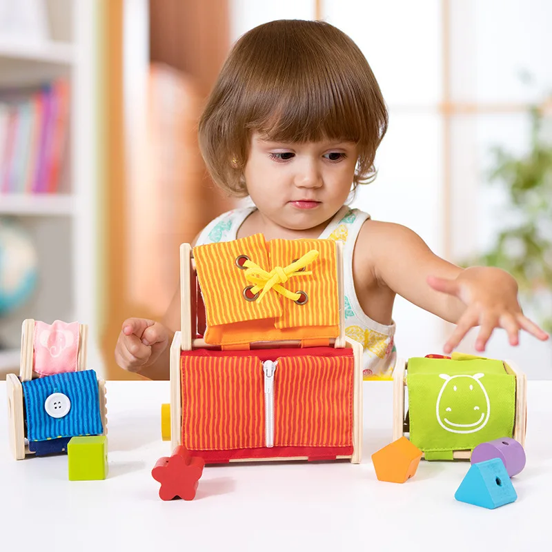 Custom Children Wooden Montessori Cloth Frame Stacking Tower ...