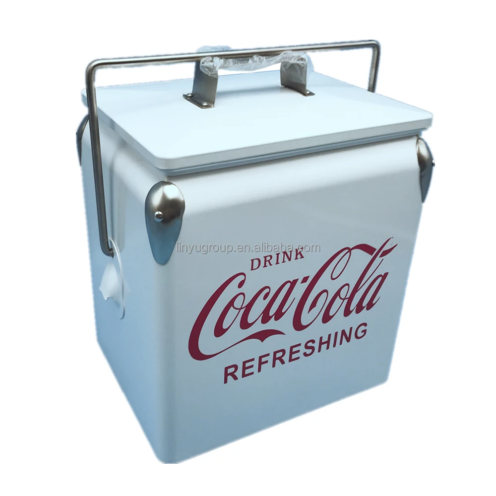Linyu Vintage Ice Box 13 Liters Metal Retro Coolers In White Keep Food ...