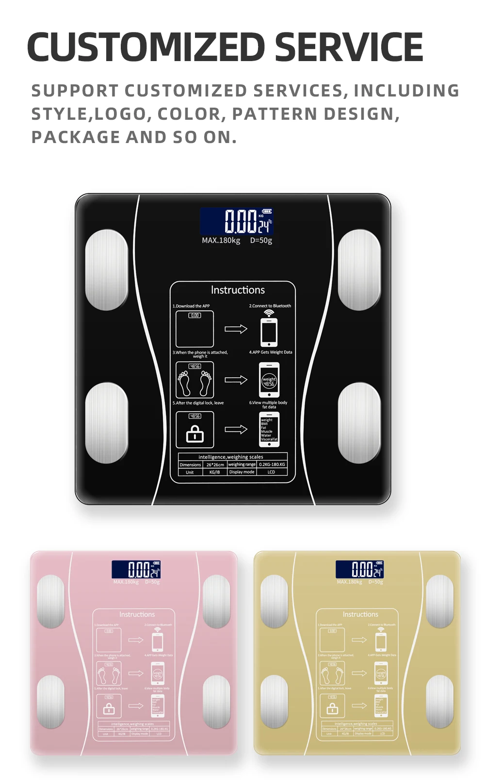 180kg Digital Blue Tooth BMI Body Fat Scale Weight Analysis Fitness Gym ...