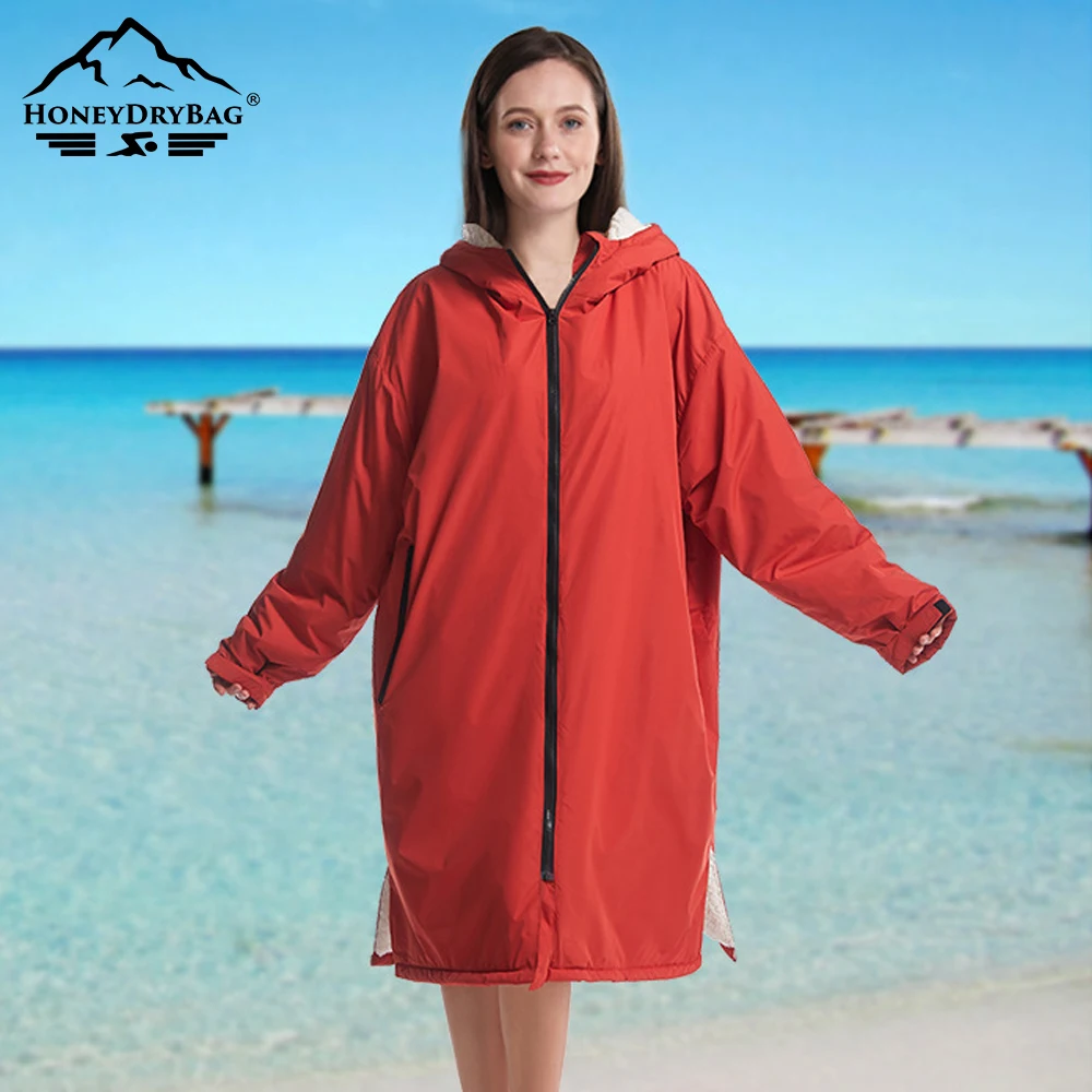 Waterproof Surf Changing Robe Outdoor Coat Fleece Lined Jacket Keeping ...