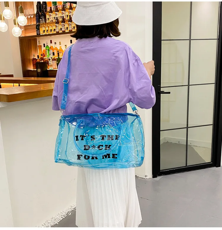 Holographic Spinnanight Transparent Colored Pvc Travel Duffle Bags Gym ...