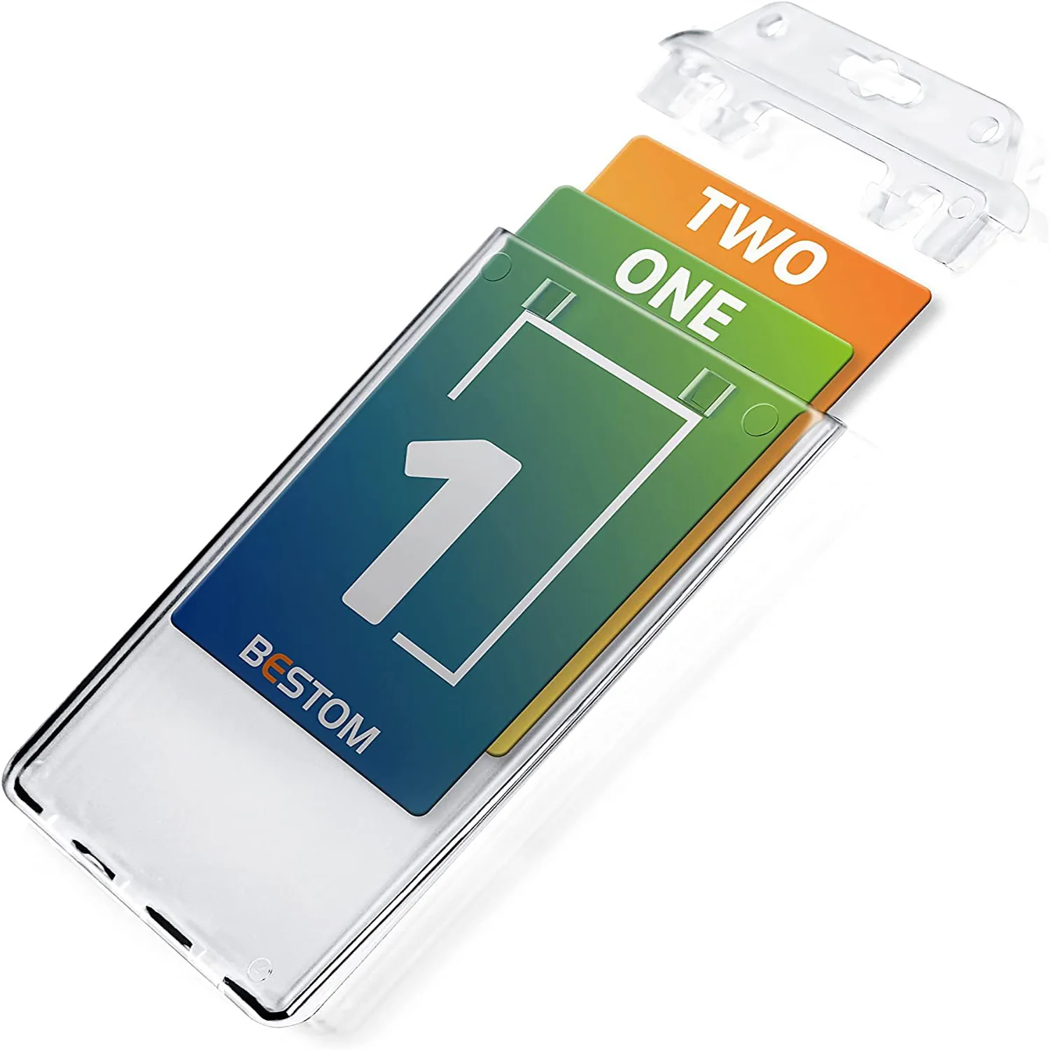 Bestom Clear Vertical Id Card Holder Hard Plastic Two-card Locking Name ...