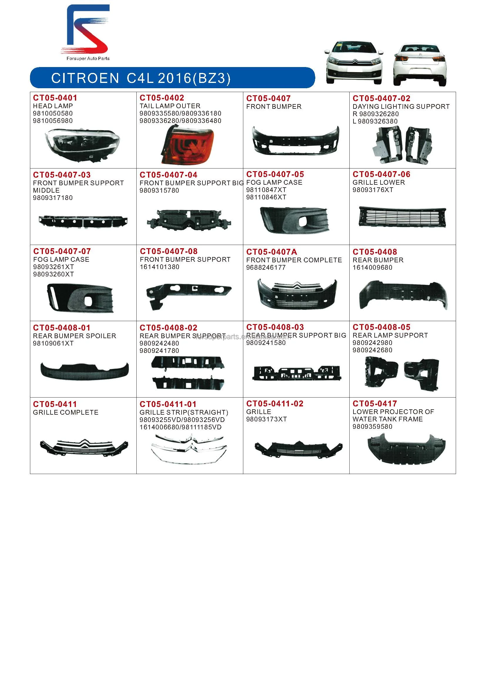 Front Grille For Citroen C4l 2016 Bz3 Auto Parts - Buy Citroen C4 Auto Parts c4 Front Grille ...