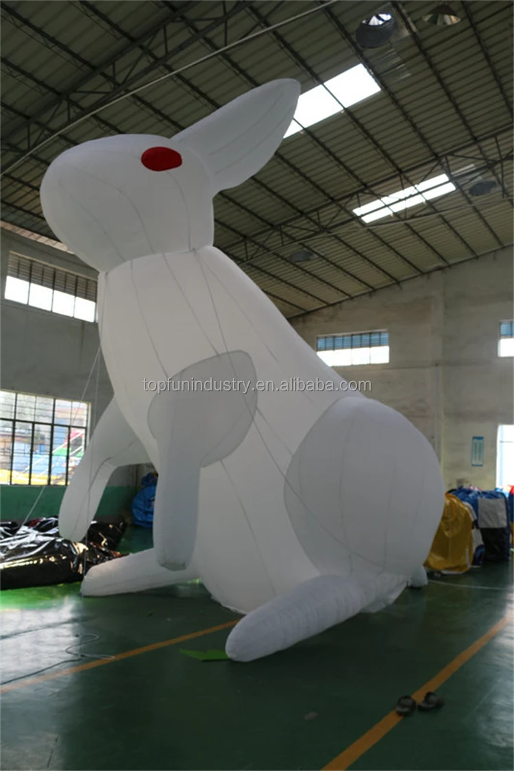 Outdoor 5m White Growing Cute Realistic Animal Inflatable Rabbit For ...