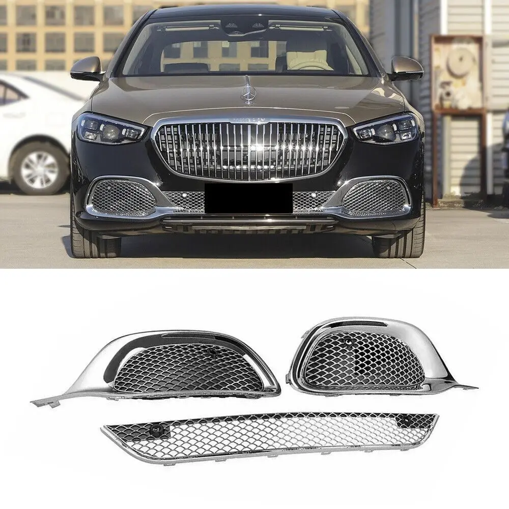 W223 Lower Bumper Grille Mesh Chrome Front bumper Grille For Mercedes ...