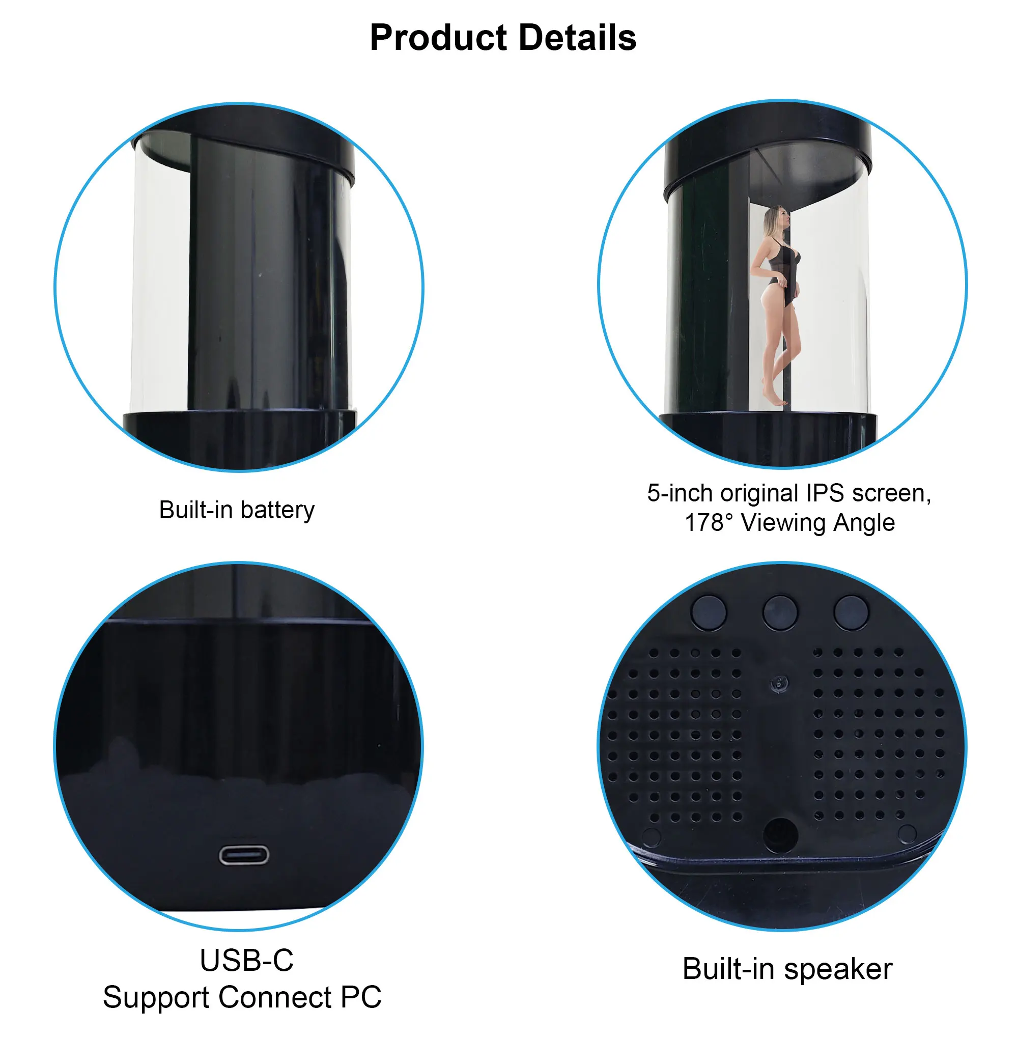 Portable 5 Inch 3D Hologram Cylinder Cabin 3D Video Hologram Display ...