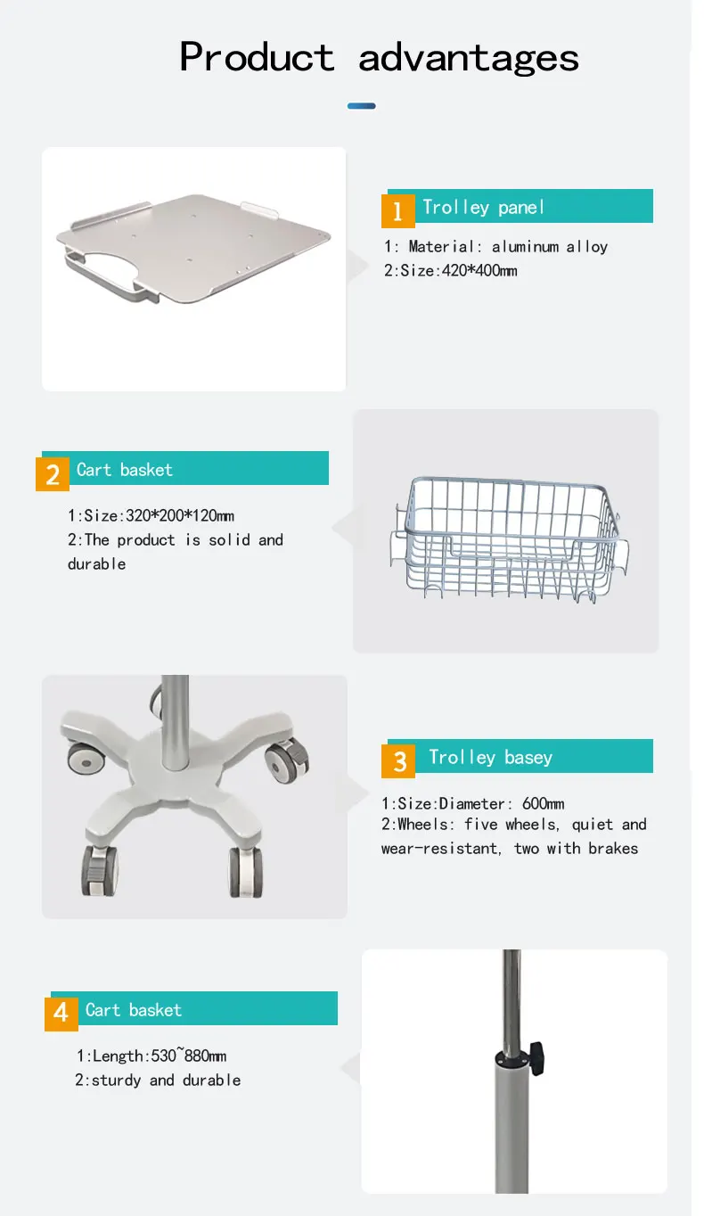 Scanner Instruments Trolly Cart Mobile Cart with Table Top for ...