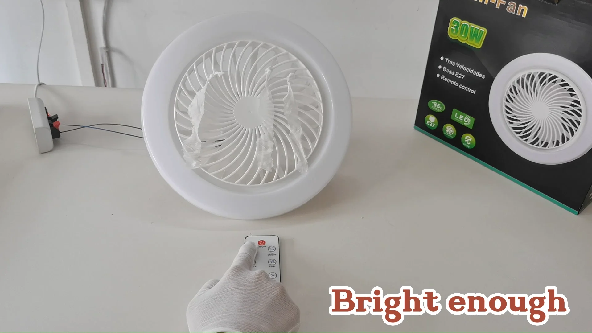 E004 New Minifan With Remote Control E27 Screw Fan Light Led White ...