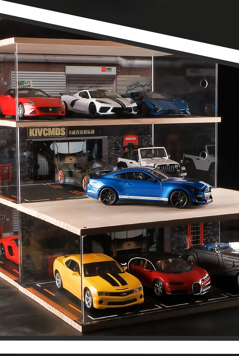 Kivcmds 1:18 Car Park Model Scene Parking Space Diorama Wooden Acrylic ...