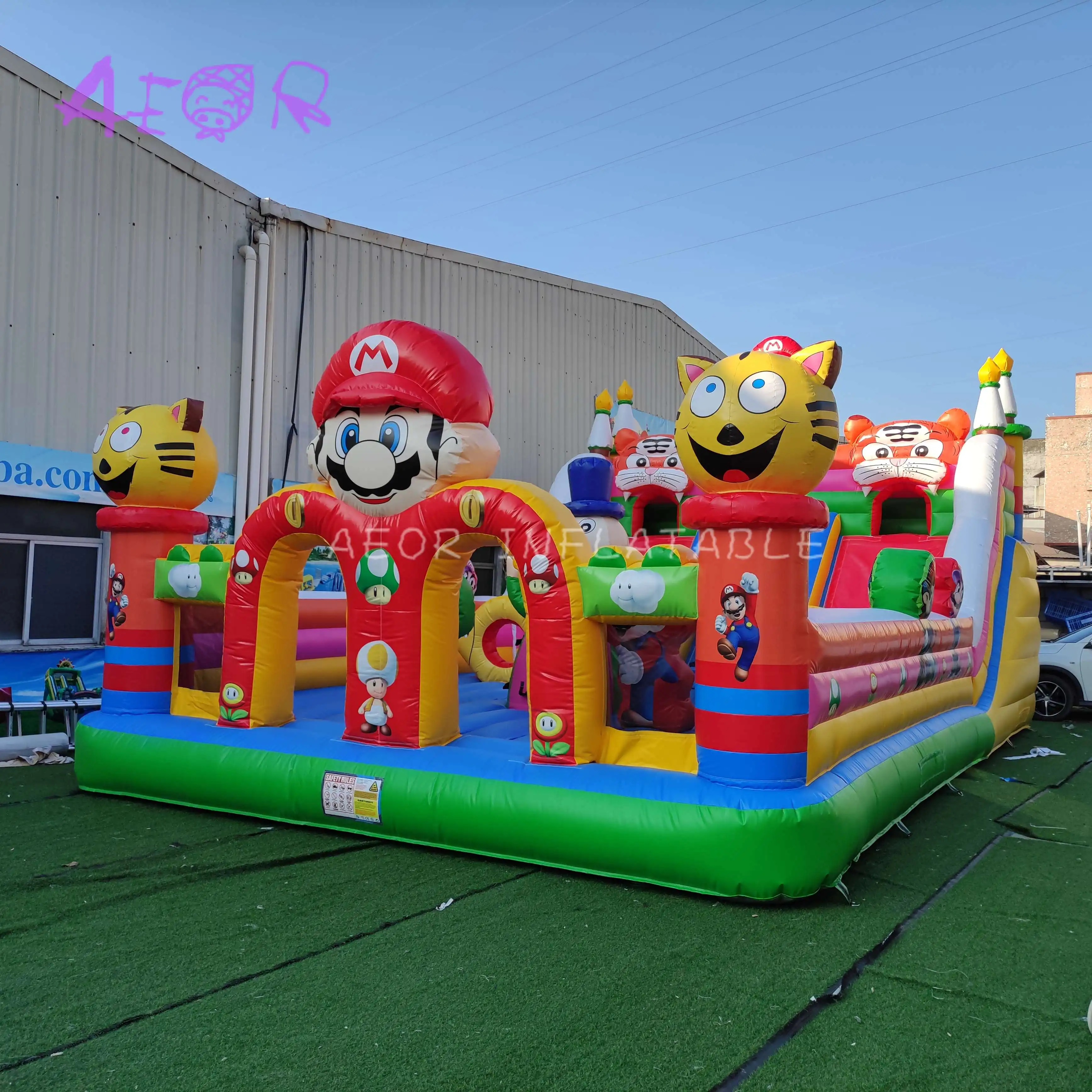 Modern Commercial Bounce Slide Mario Themed Inflatable Bouncer Jumping ...