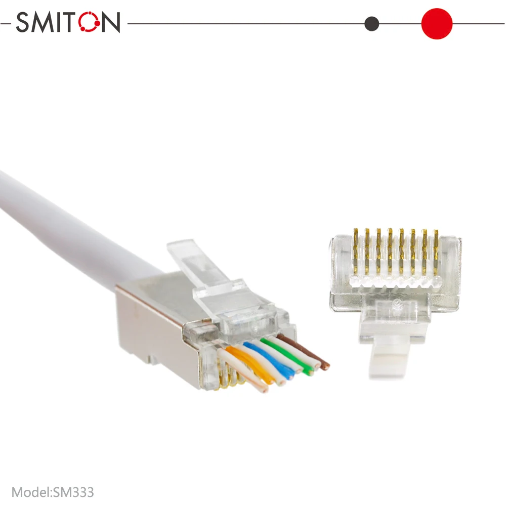 Cat5 Rj45 Connector 8p8c Pass Through Plug Cat5 Shield Network Crystal Head - Buy Cat5 Shield ...