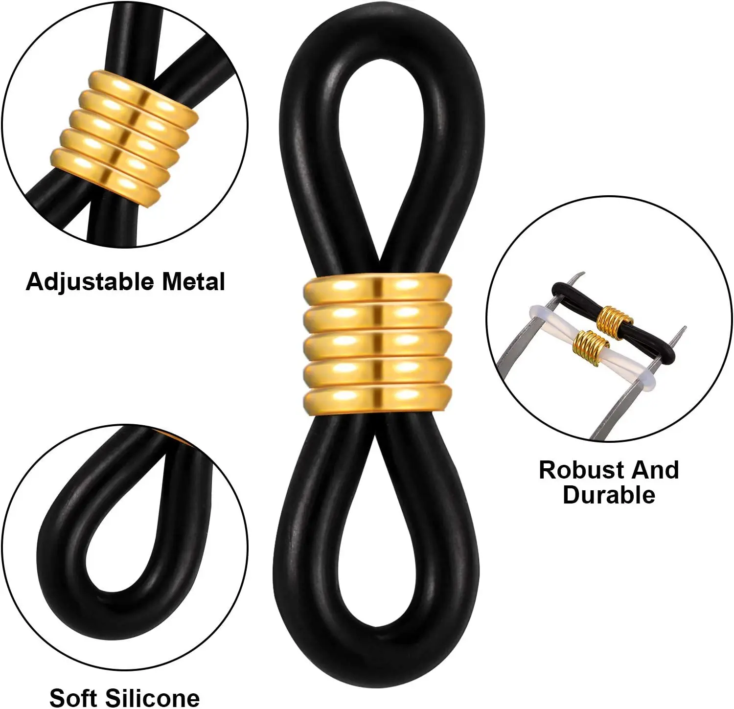 2cm Adjustable Silicone Glasses Retainer Connectors Anti-slip Eyeglass ...