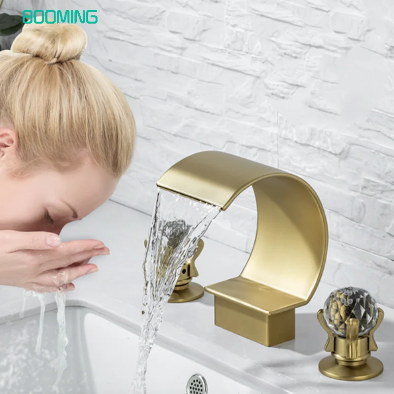 Temu 2024 Bathroom Basin Taps Golden Basin Faucet Bath Mixer Waterfall ...