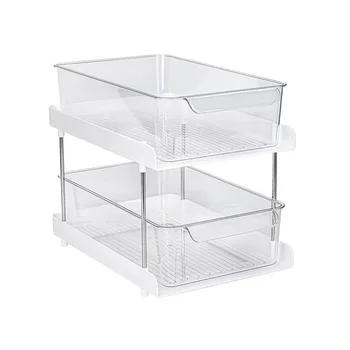 2 Tier Drawable Sliding Storage Holders Racks Transparent Kitchen ...