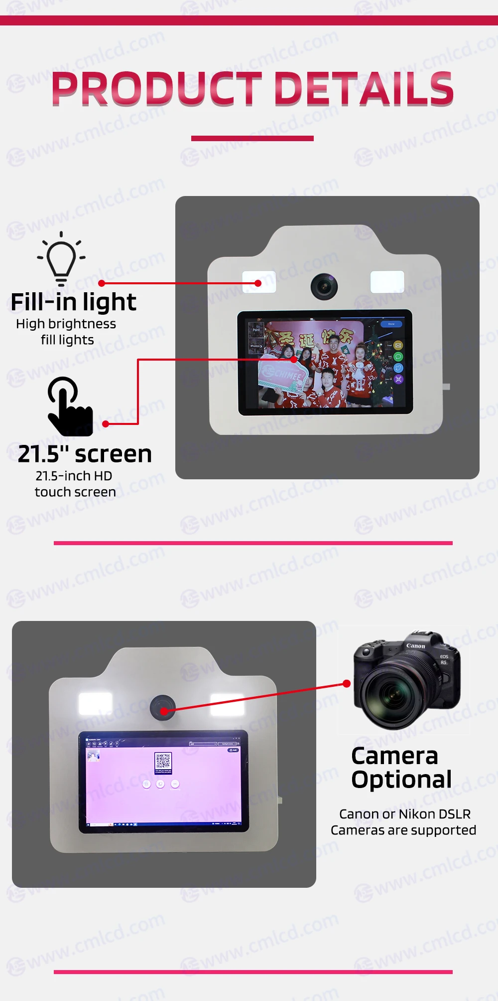 Elegant Photo Booth Box With 21.5" Touch Screen Monitor Photobooth ...