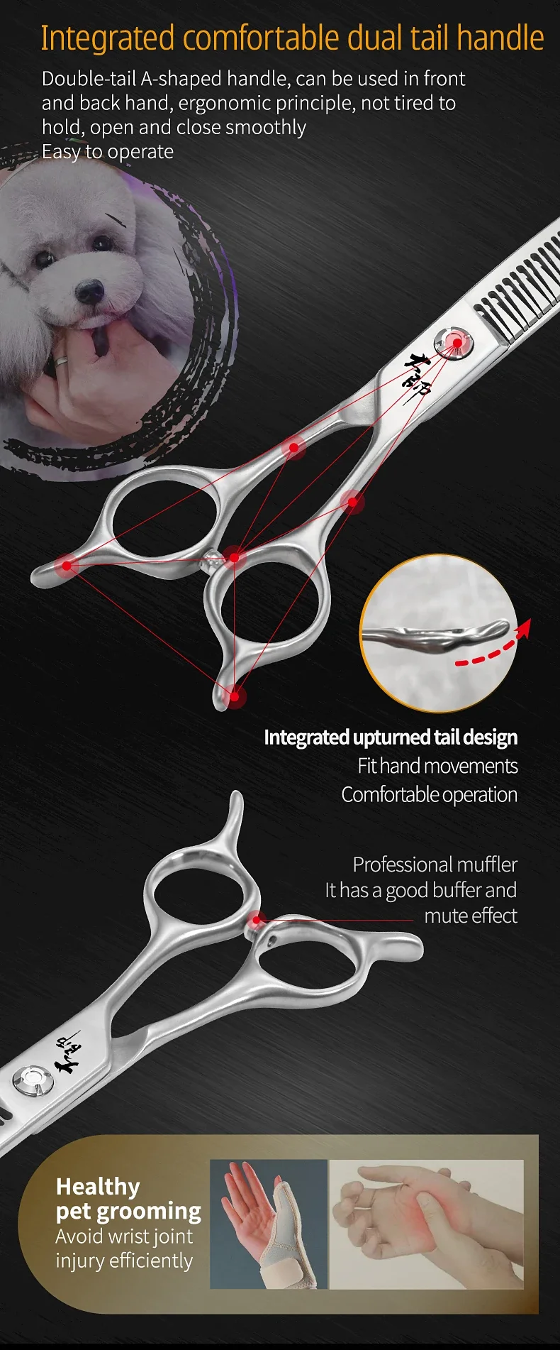Fenice 7Inch JP440C 3D Chunker Pet Grooming Scissors for Medium Dogs 25 ...