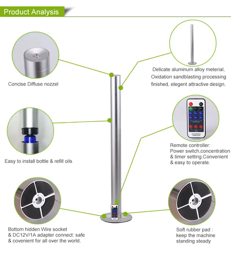 Frosted Metal Texture Commercial Diffuser 100-300cbm Standalone Scent ...