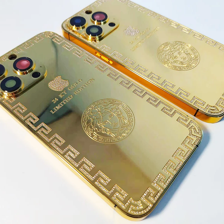 Customizable Engraved Logo Luxury Real Gold Plated Mobile Phone Housing ...