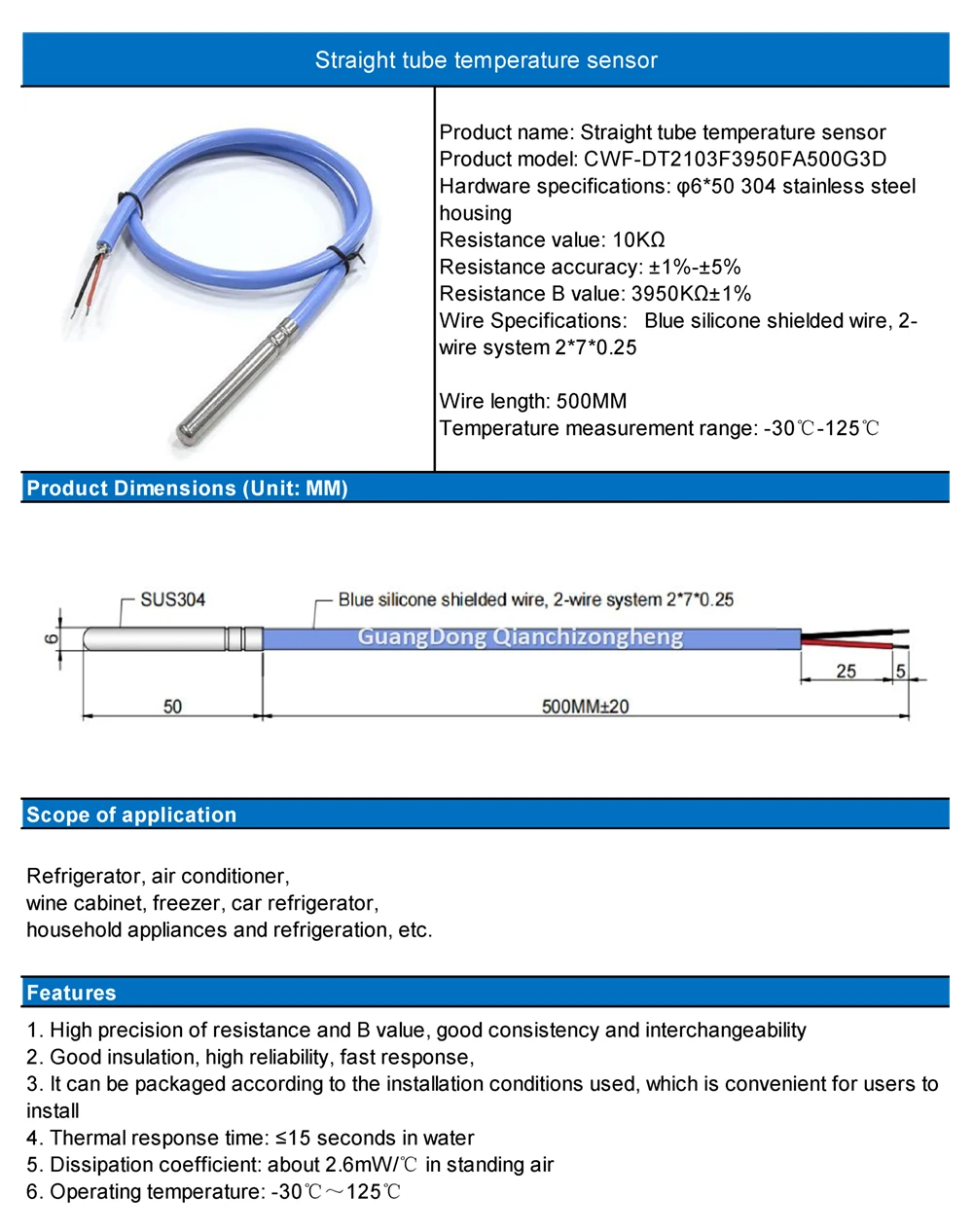 Stainless steel housing ntc thermistor sensors for water dispenser 1% 2 ...