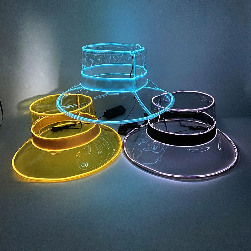 PVC bucket hat summer hat glow Light federo transparent PVC party ...