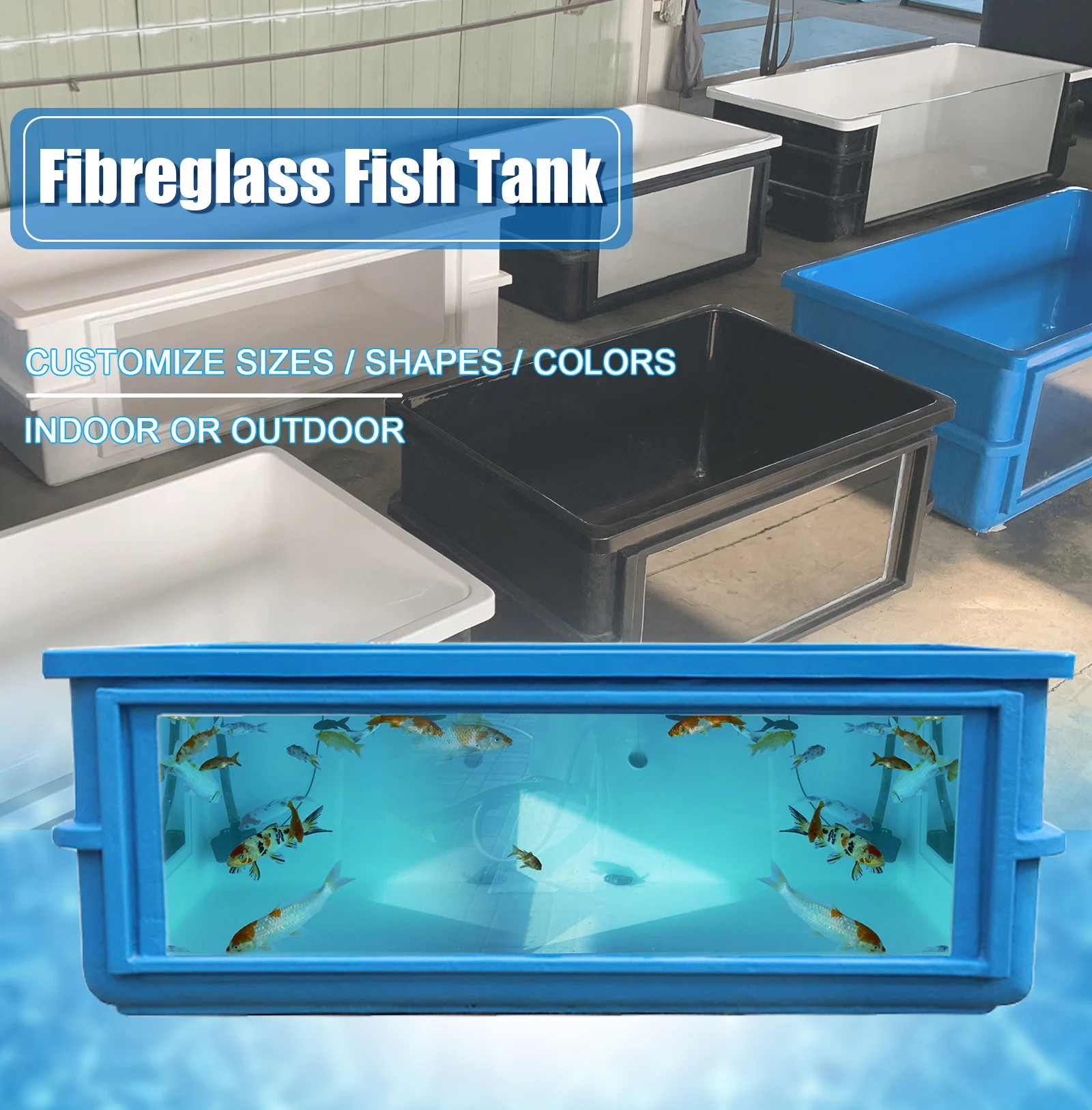 Big Size Fiberglass Aquaculture Koi Pond Frp Glass Commercial Use ...