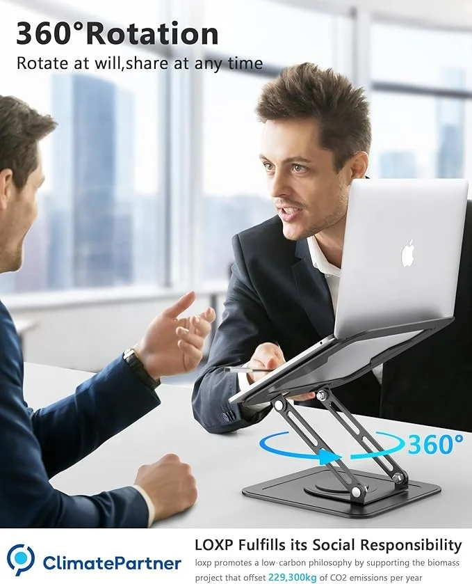 Ergonomic Portable Metal Laptop Stand Adjustable 360 Degree Rotation ...