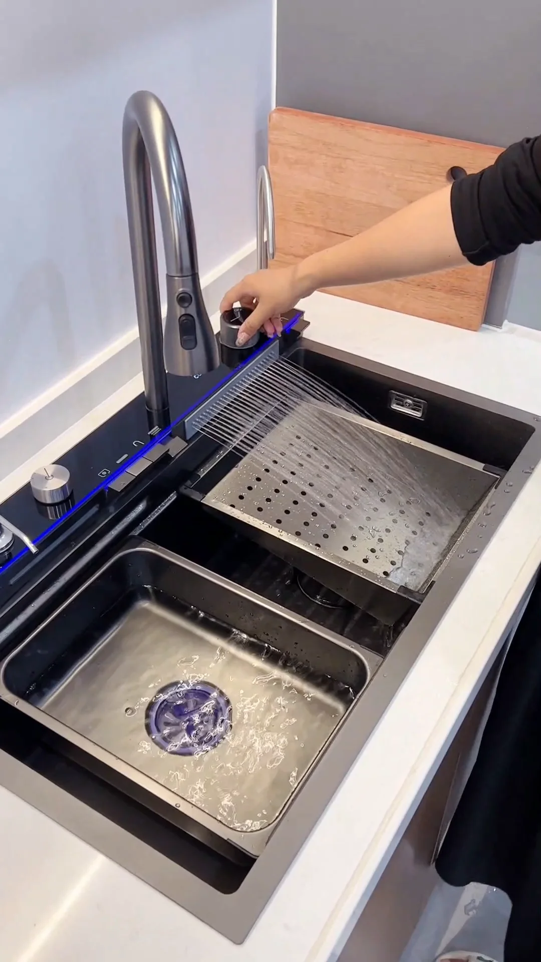 Tiktok Popular 304 Stainless Steel Nano Step Honeycomb Sink Kitchen Led ...