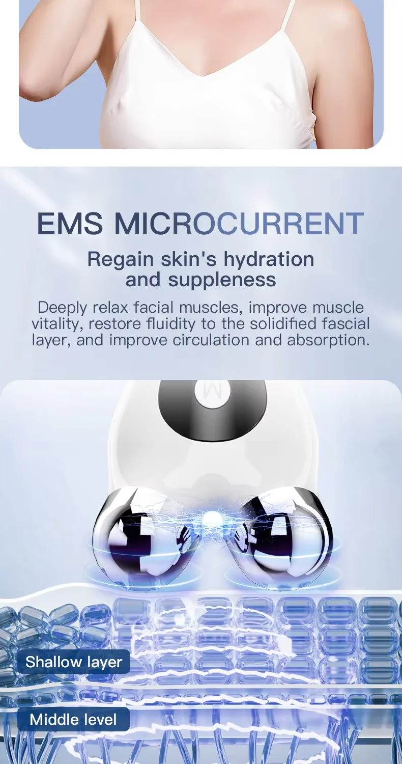 Mini Device Neck Facial Massager Skin Care EMS Massager High Vibration ...