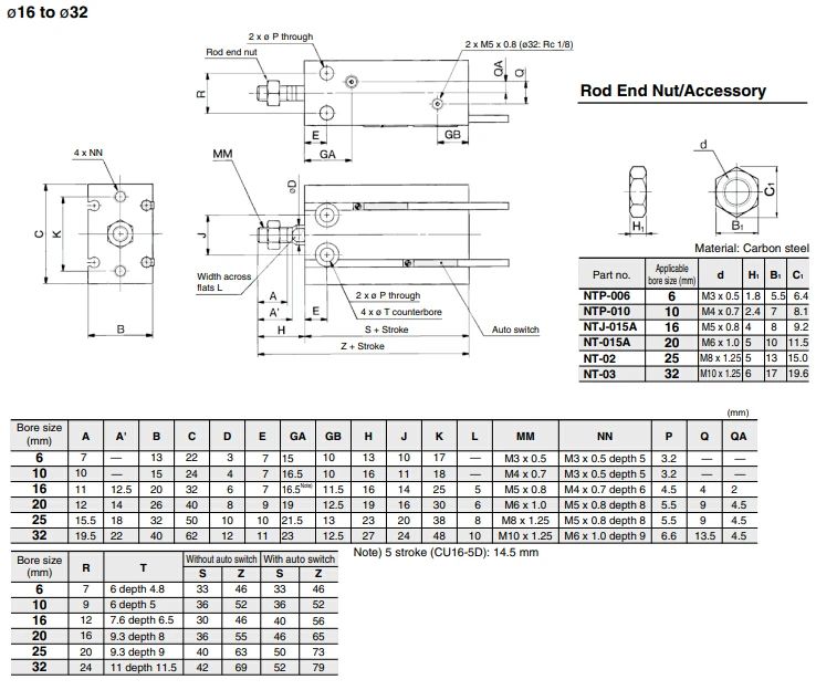 Free Mount Cylinder Cu Cu10 Cu10/cdu10-5d/10d/20d/25d/30d/35d/40d/45d/50d - Buy Free Mount ...