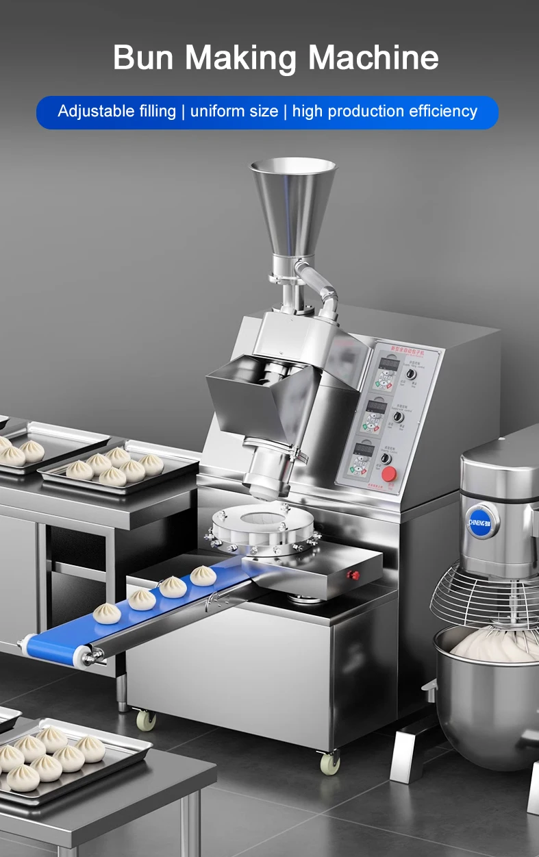 Industrial Automatic Steamed Stuffing Bun Momo Maker / Chinese Baozi ...
