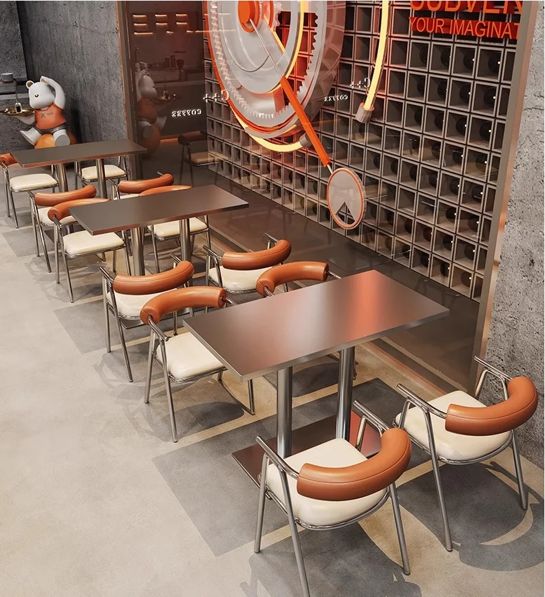 Retro Snack Bar, Restaurant Furniture Set, Booth Sofa Stainless Steel ...