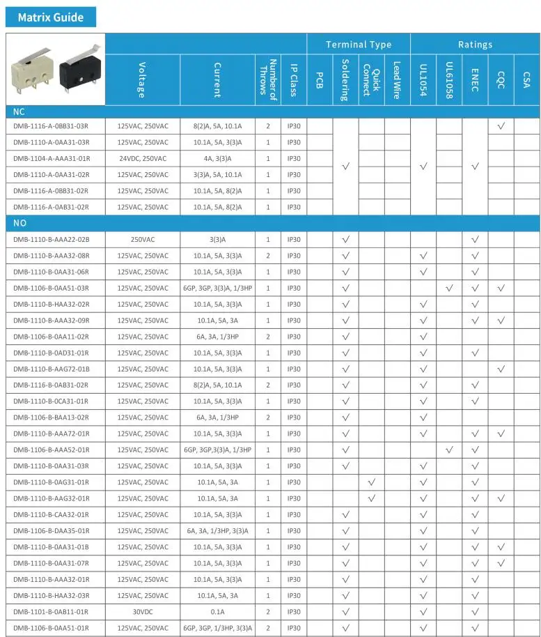 Long Lifespan Snap-action Switch Defond Dmb Series Micro Switches - Buy Micro Switch T85 5e4 ...