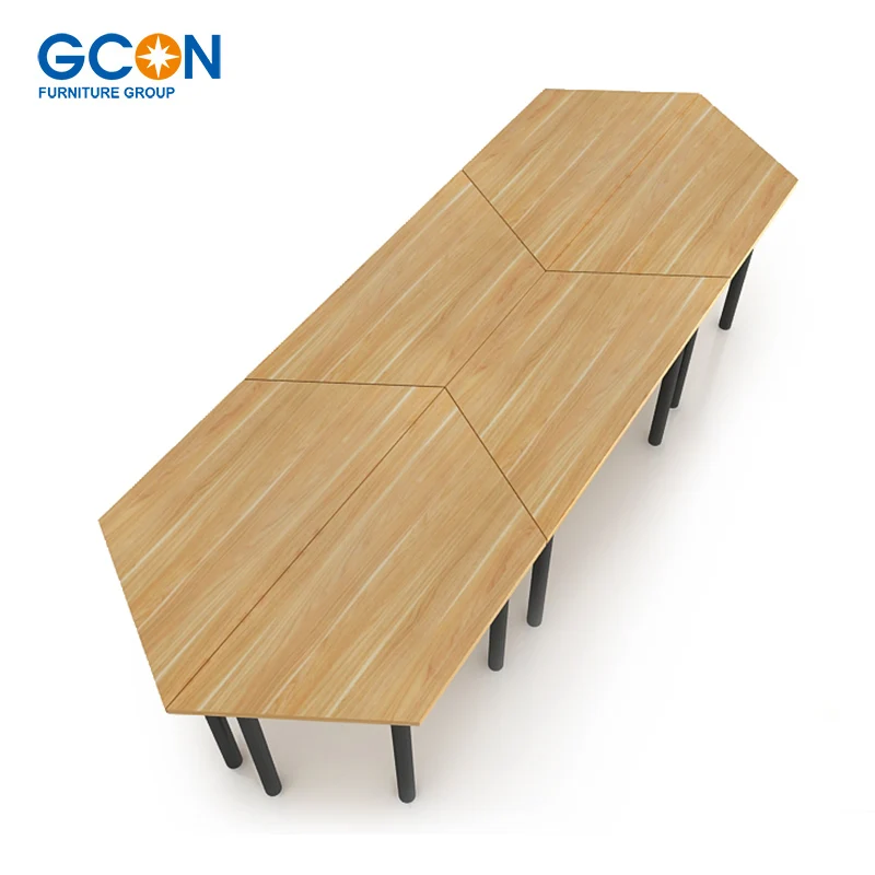 Modular Steel Frame Office Meeting Room School Training Trapezoid Table ...