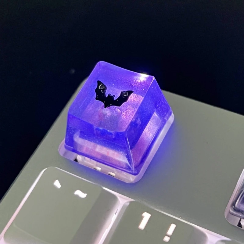Spot Resin Drip Translucent Halloween Keycaps Personalized Bat Cross ...
