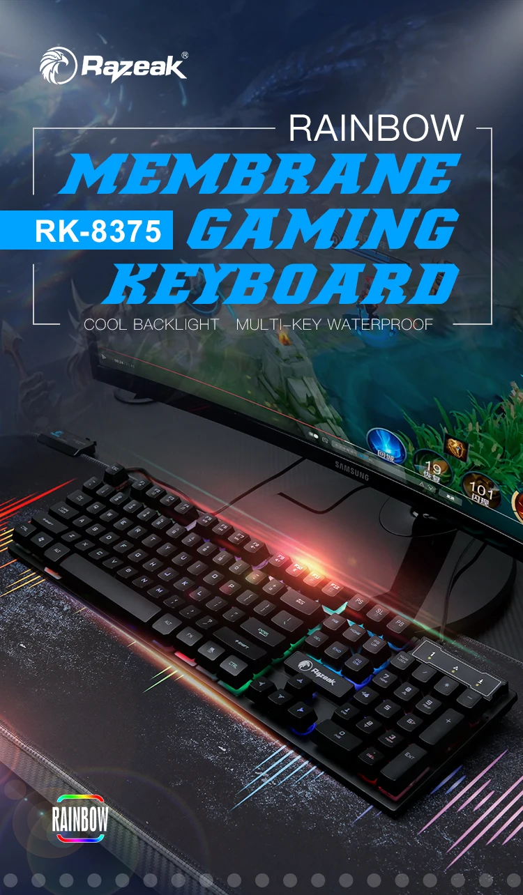 Custom Rainbow Backlit Led Wired Gaming Keyboards For Pc Gamer Computer ...