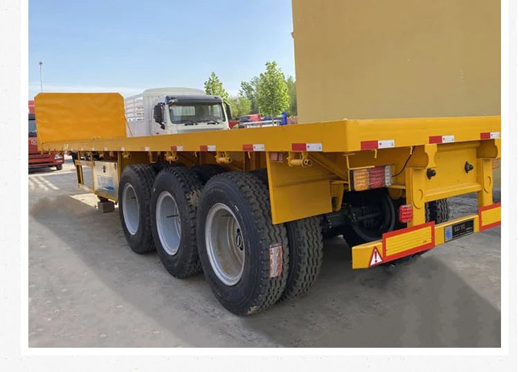 3 Axle Heavy Duty Platform Truck Trailer - Steel Pipe Transportation
