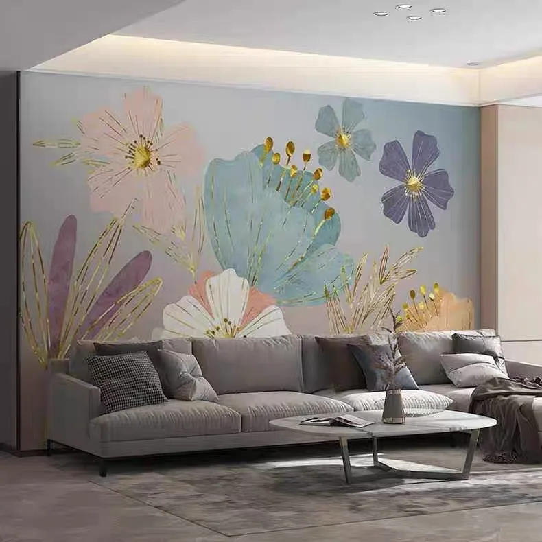 American Modern 8D Flower TV Wall Background 6D Plant Flower Bedroom ...