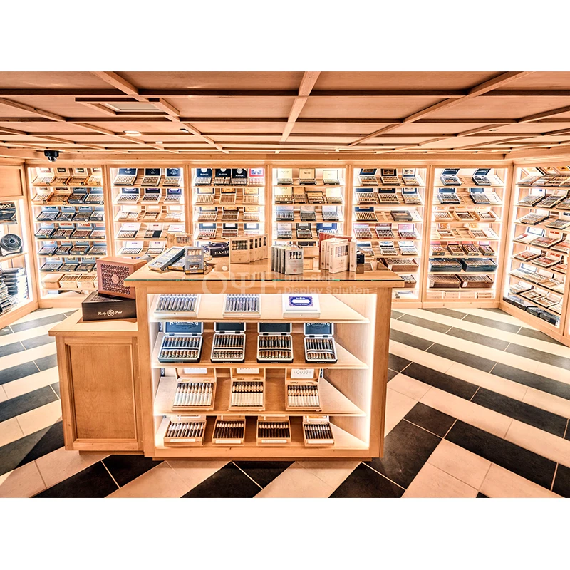 High End Cigar Display Glass Showcase Furniture Smoke Display Rack ...