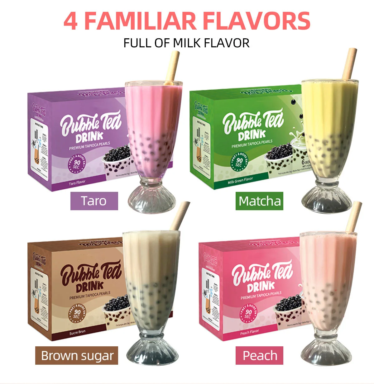 Customized Gift Box HOMEMADE BOBA MILK TEA KIT Taro Bubble Tea Flavor ...