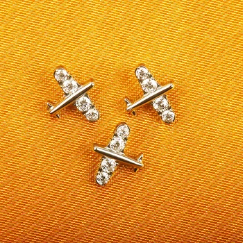 Ninesafeastm F136 Titanium 16g Tiny Airplane Stud Earring With Cz ...