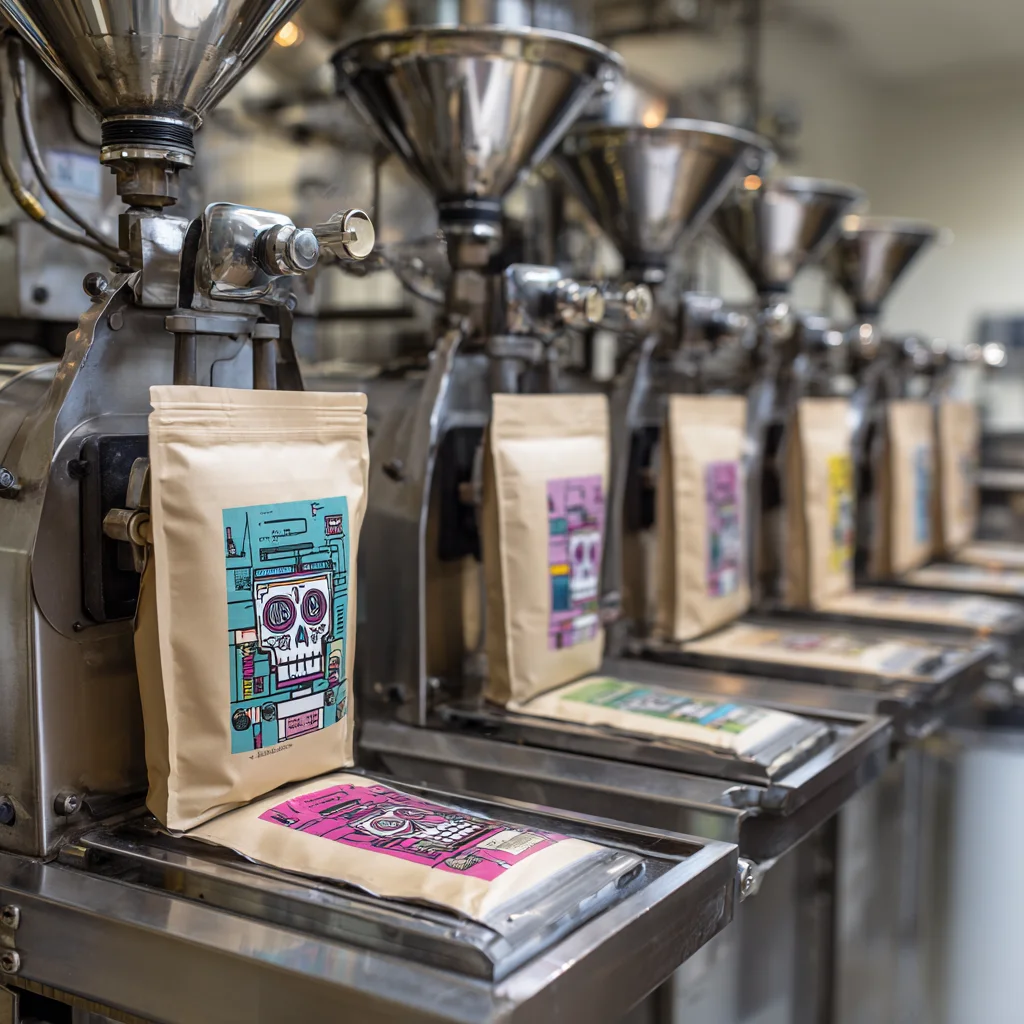 Custom Kraft Flat Bottom Coffee Bags, Resealable with Valve - 8oz, 12oz ...