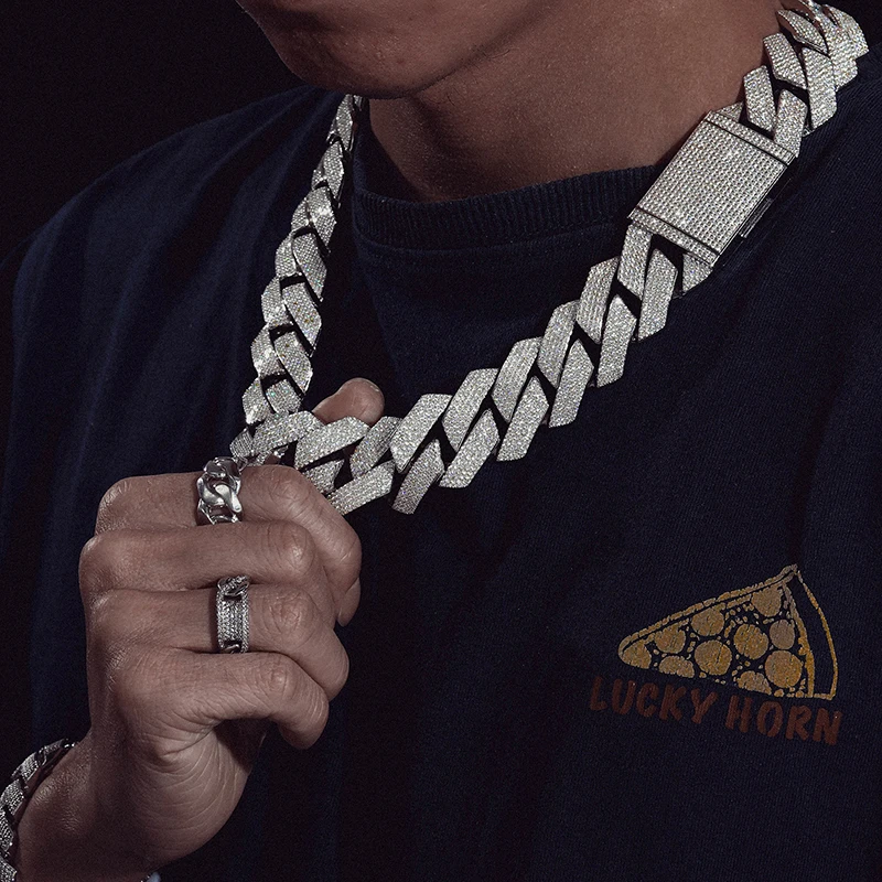 Big Guy 27mm 925 Sterling Silver Moissanite Iced Out Cuban Link Chain ...