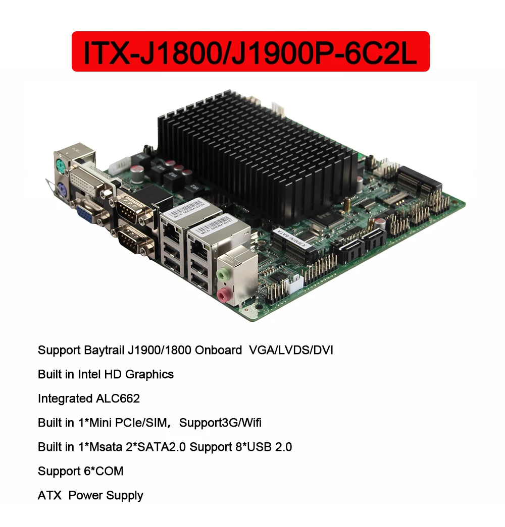 Zeroone Intel Celeron J1900 Mini ITX Motherboard with DDR3 8GB Supports Win10/Linux OS for ...