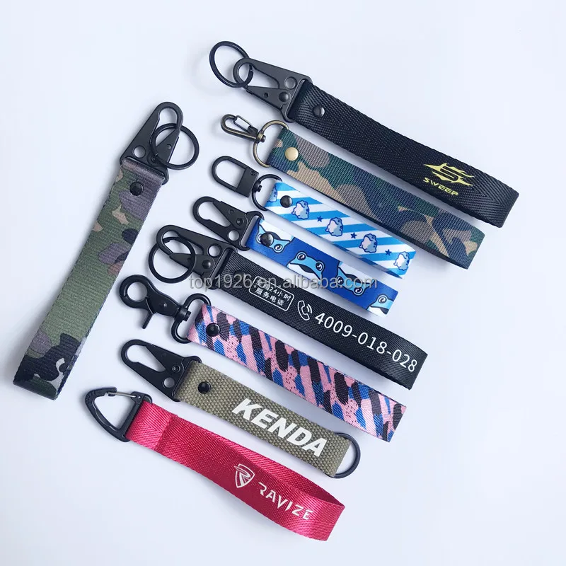 Custom Logo Polyester Short Wrist Strap Key Chain Lanyards Carabiner ...